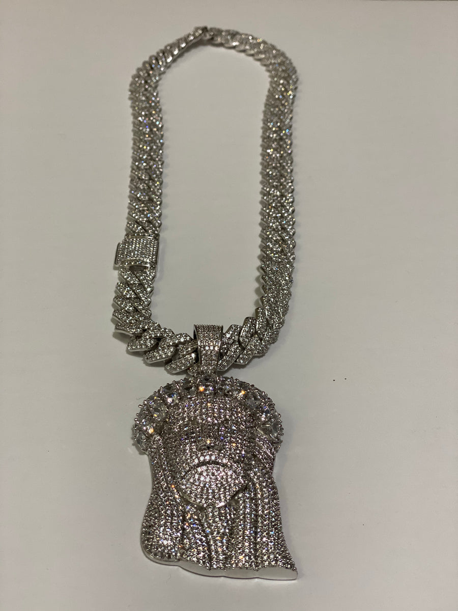 Fully Iced Cuban and Jesus piece – JP305